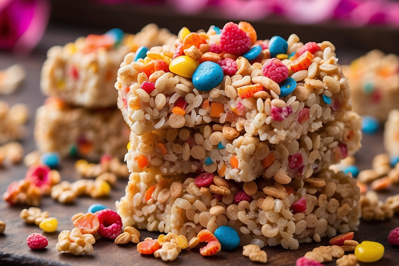 Crispy Fruity Pebble Rice Crispy Treats - fourhourbodycouple